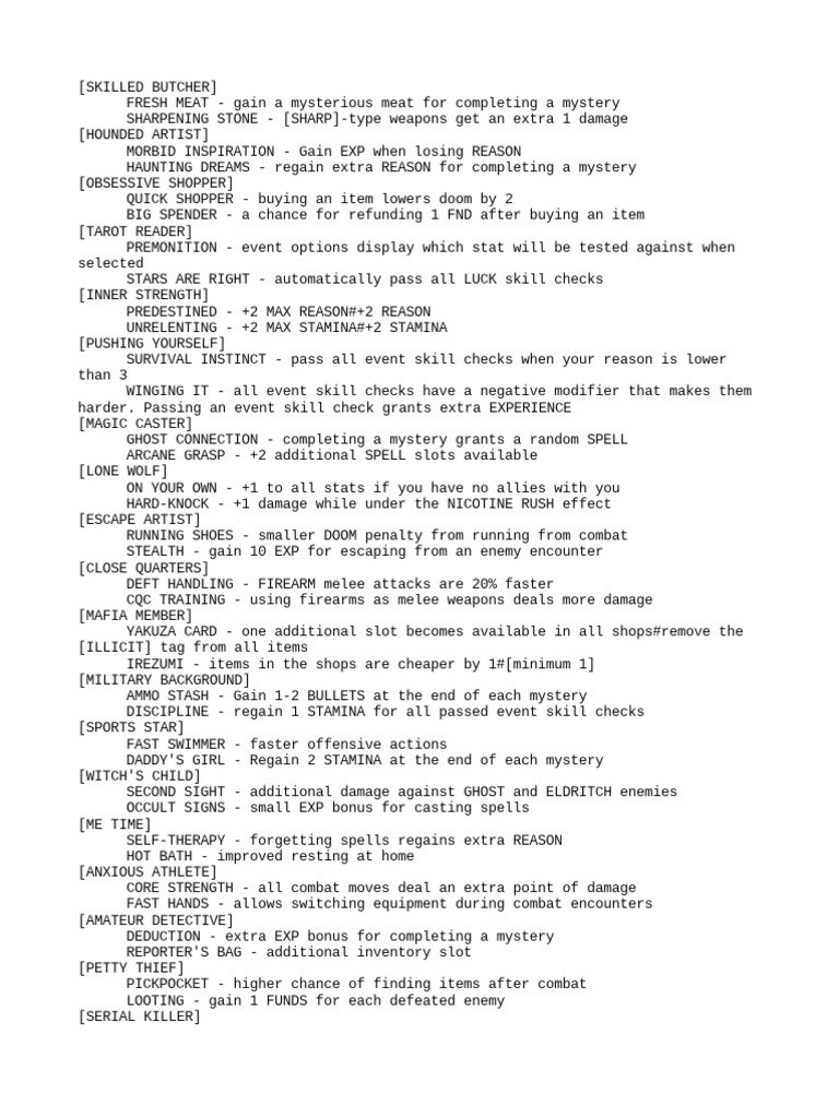 Custom Character Perk Packs | PDF