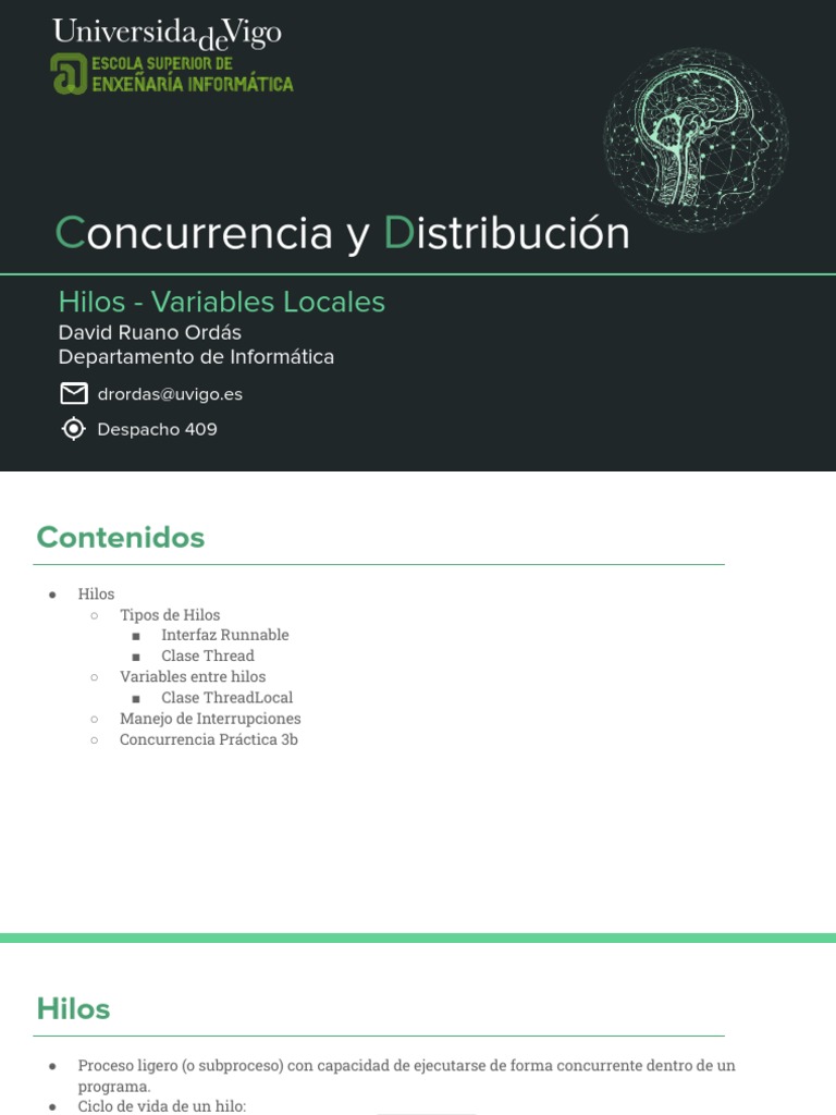 Oncurrencia y Istribución: Hilos - Variables Locales | PDF | Hilo (Computación) | Computación ...
