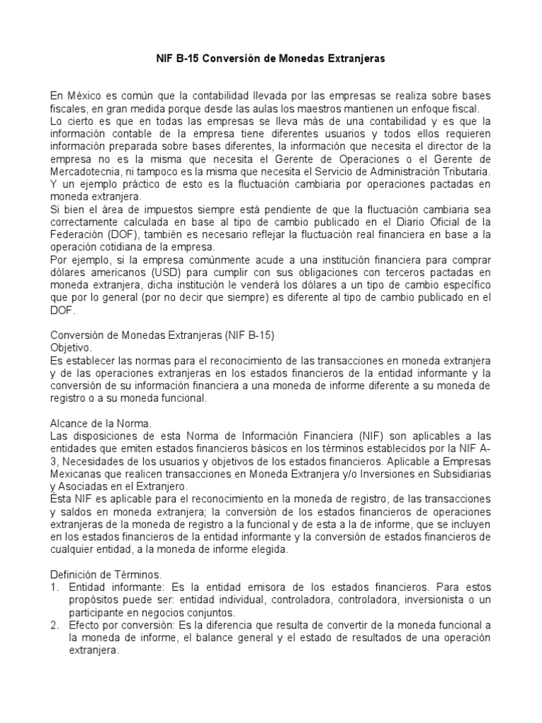 NIF B15 Art Conv Mon Ext | PDF | Moneda | Contabilidad