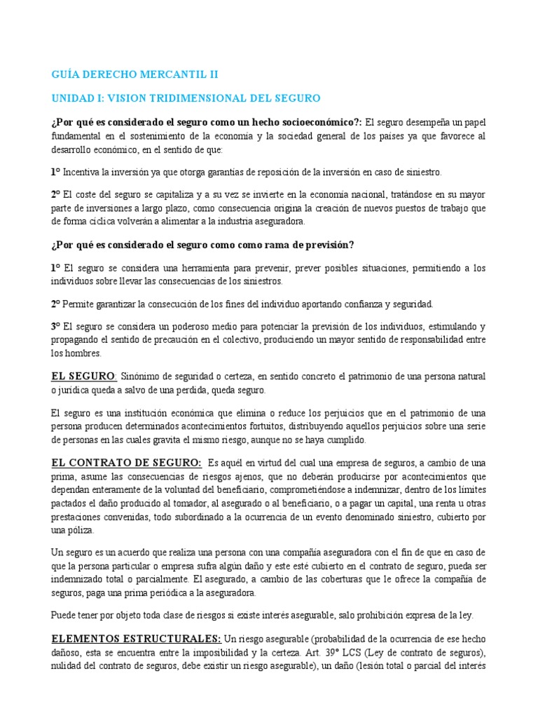 Guía Derecho Mercantil II (Autoguardado) | PDF | Seguro | Reaseguro
