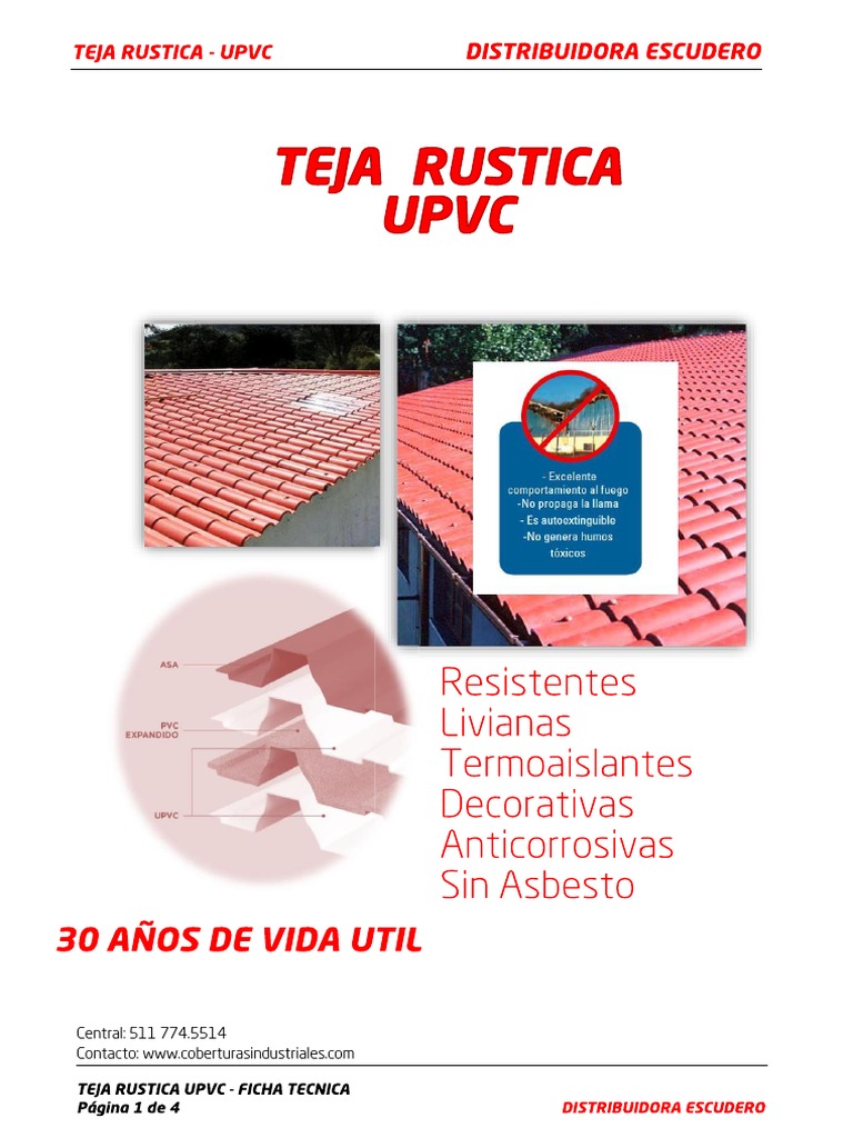 Teja Rustica Upvc - Ficha Tecnica - De2 | PDF