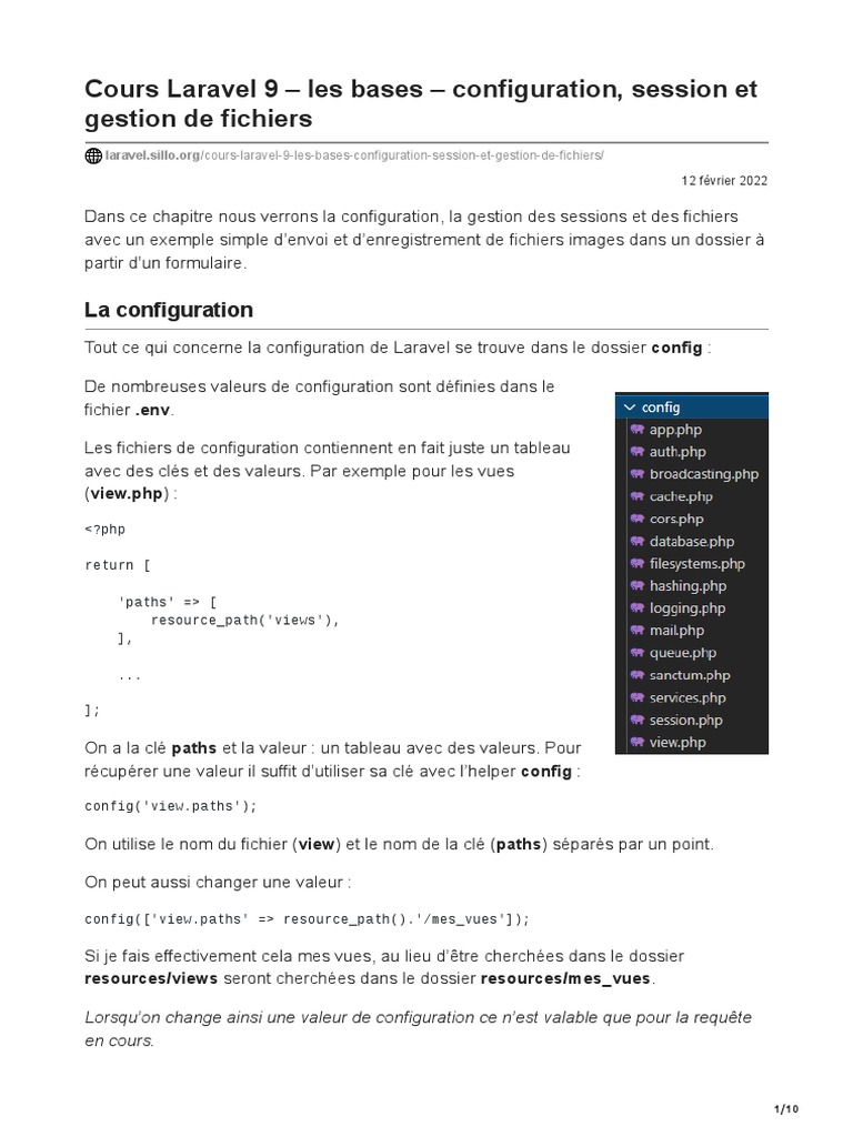 Cours Laravel 9 Les Bases Configuration Session Et Gestion de Fichiers ...