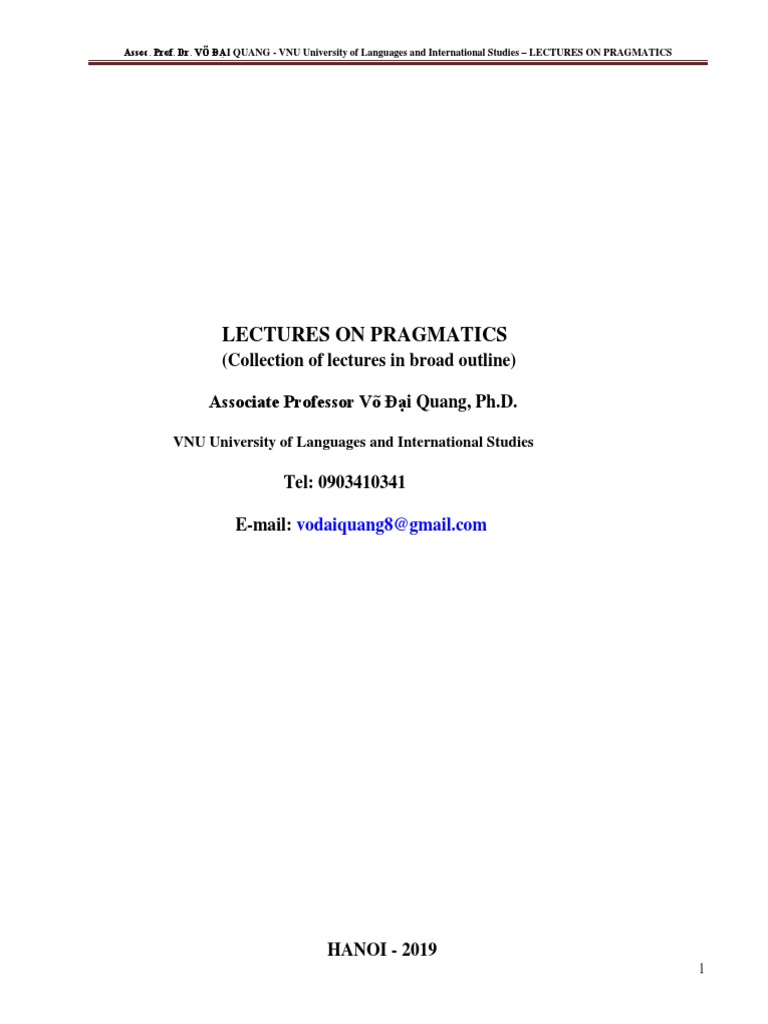 Vo Dai Quang-Lectures On Pragmatics - rtf2 | PDF | Interpretation ...