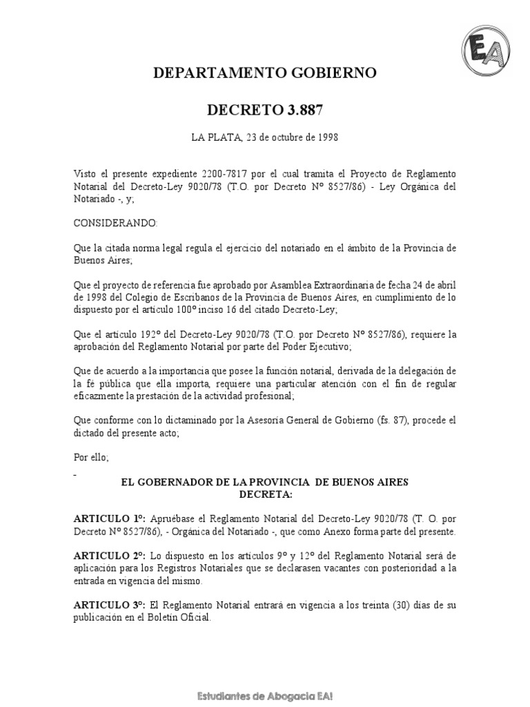 Reglamento Notarial Provincia de Buenos Aires | PDF | Ley politica ...