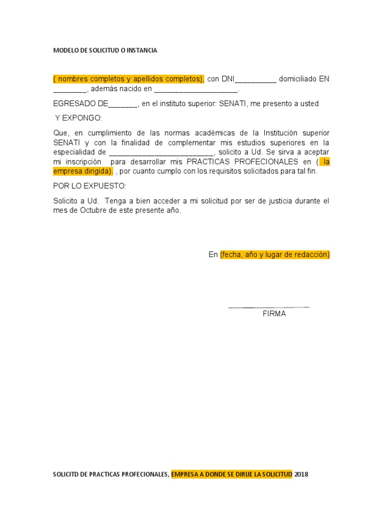 Modelo de Solicitud O Instancia | PDF