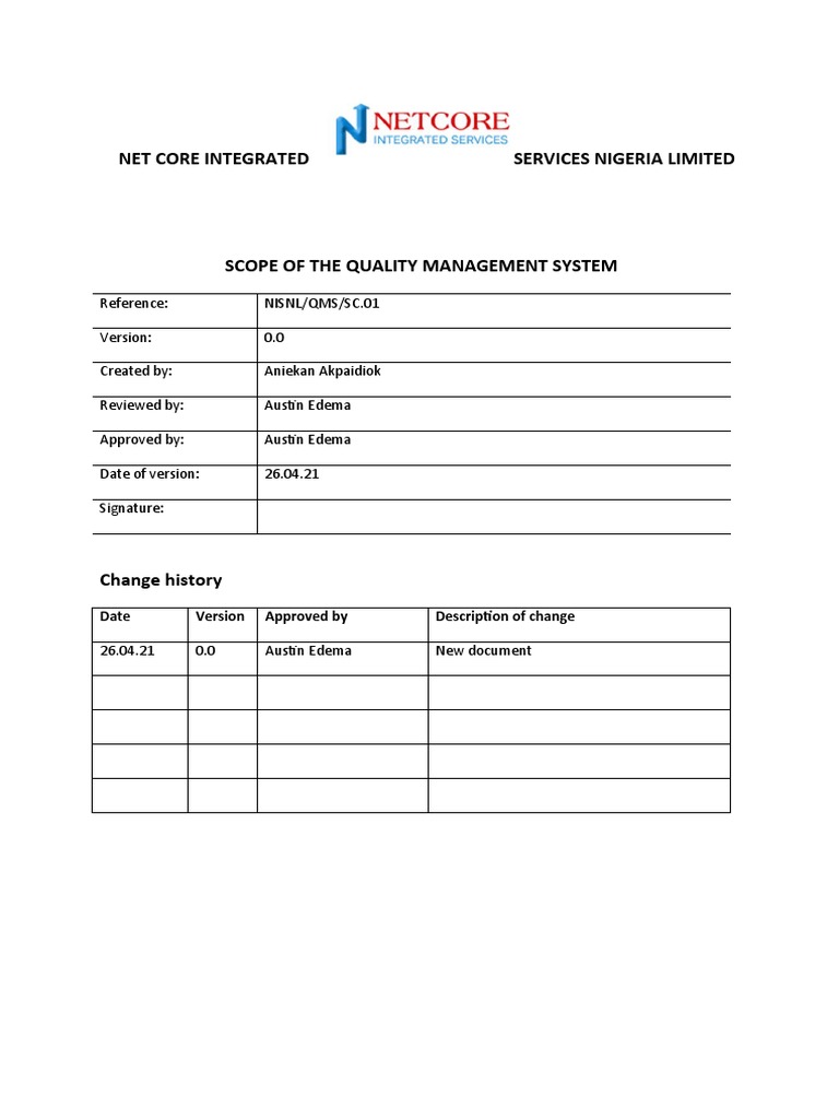 Scope of QMS - Netcore - 2021 | Download Free PDF | Quality Management ...