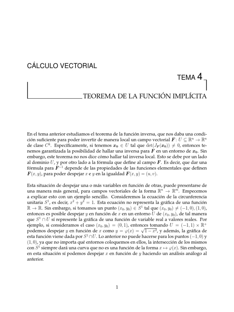 CV-teorema de La Funcion Implicita | PDF | Función (Matemáticas ...