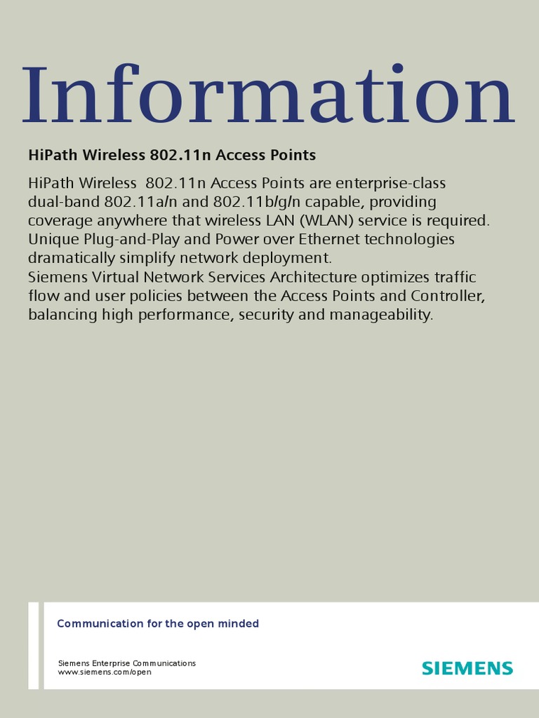HiPath Wireless 802.11n Access Points | PDF | Business | Computers