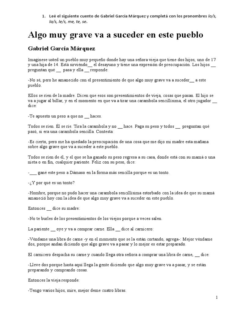 Algo Muy Grave Va A Suceder - Ejercitación | PDF