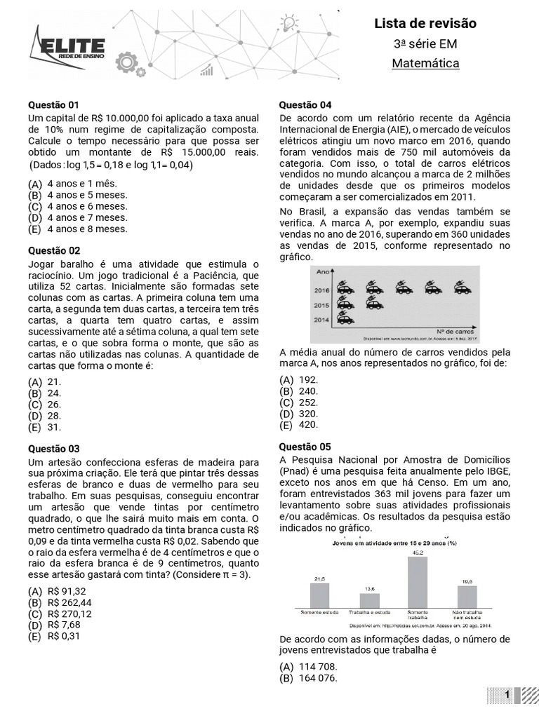 3a Série Matemática | PDF | Juros | Carro 3a Série Matemática | PDF | Juros | Carro