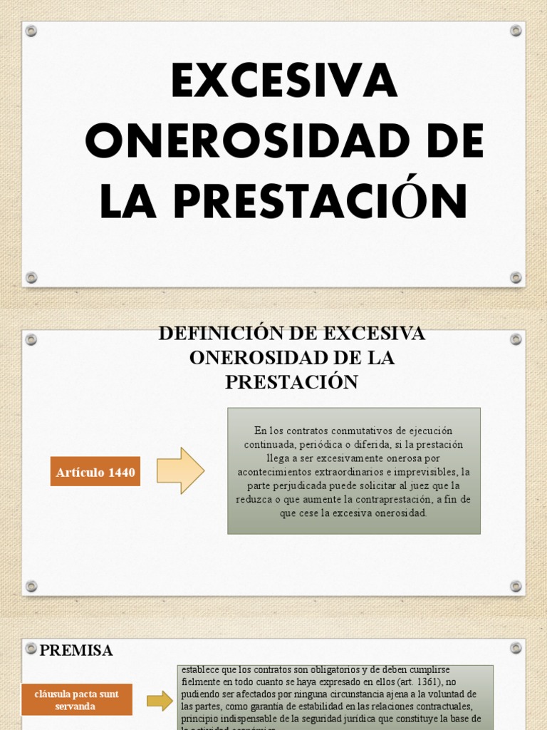 Excesiva Onerosidad en Contratos | PDF | Derecho contractual | Ley de ...