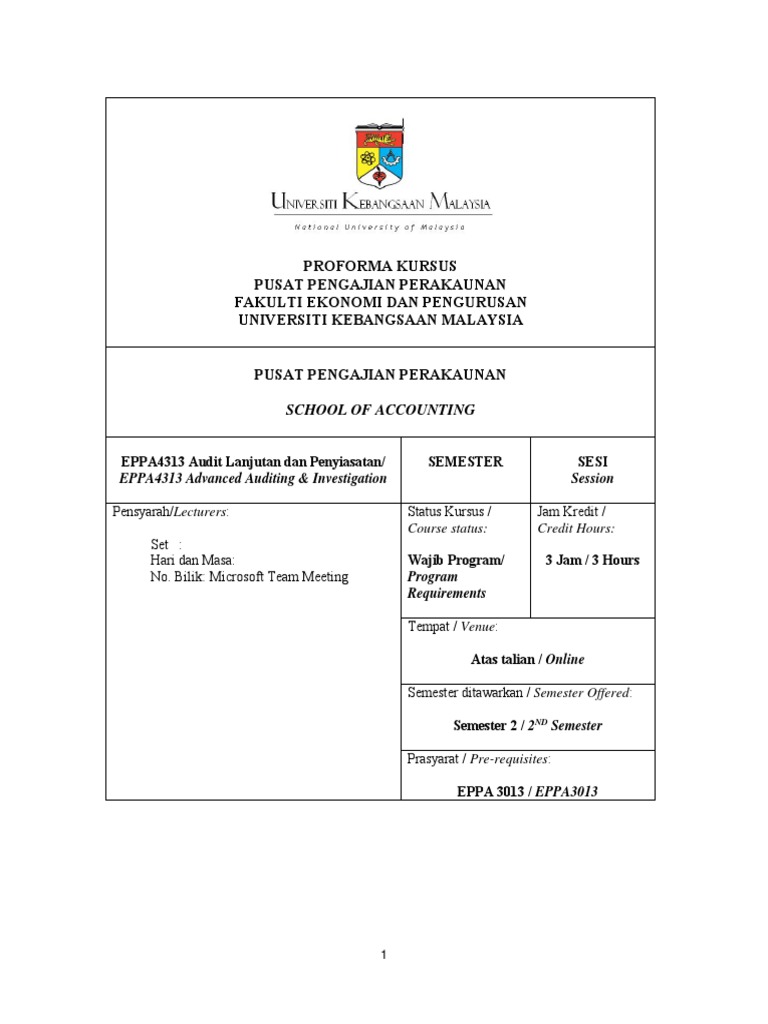 Rancangan Pembelajaran Audit Lanjutan | PDF