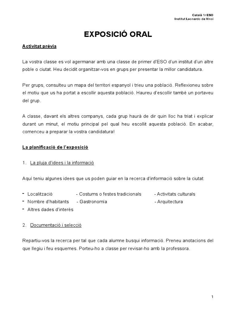 Exposició Oral | PDF