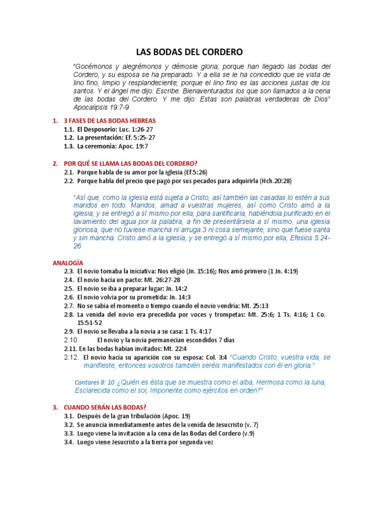 Las Bodas del Cordero: Una Analogía del Matrimonio, Cristo y la Iglesia | PDF | Rachel | Jacob