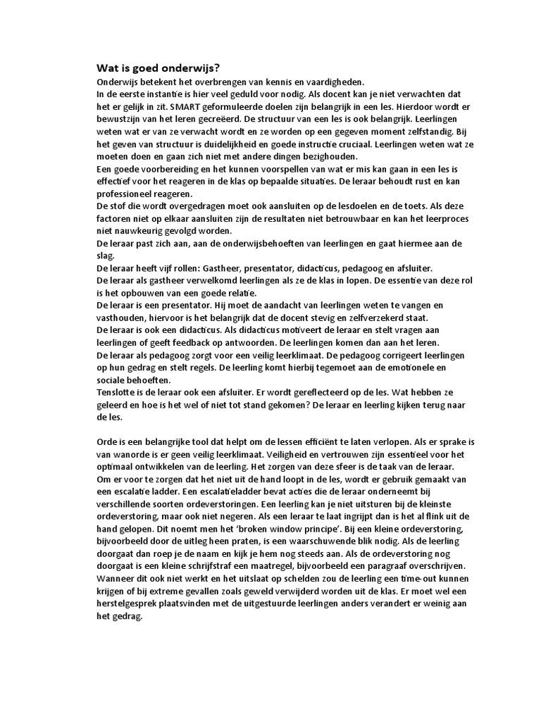 Wat is goed onderwijs | PDF