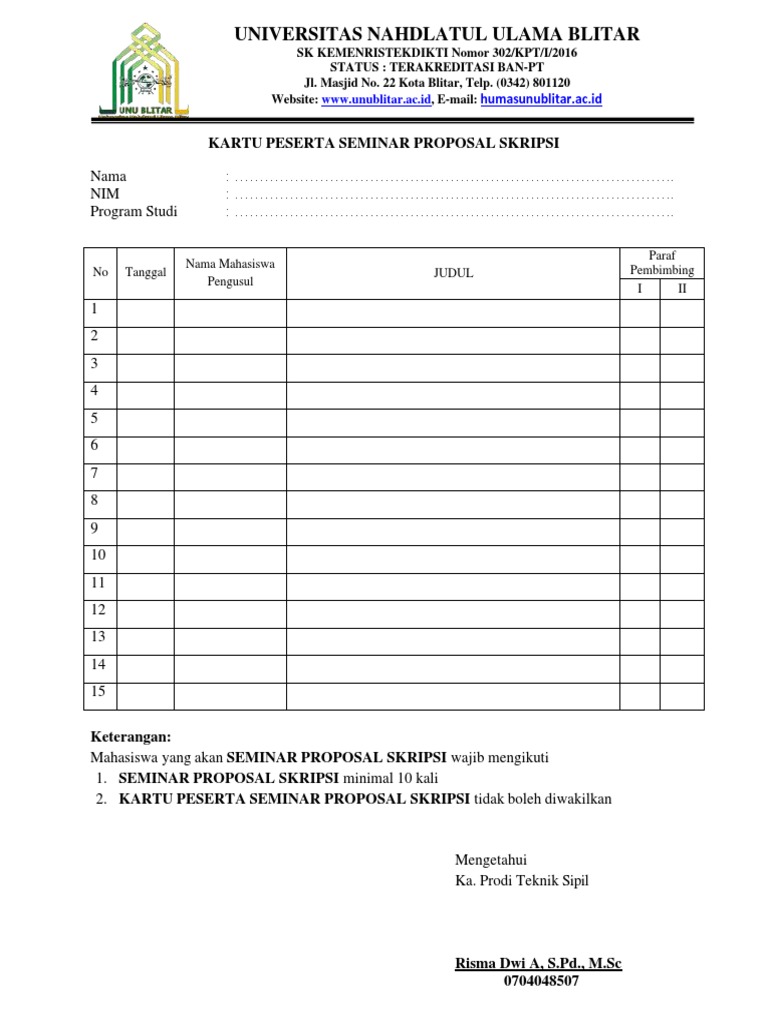 Kartu Seminar Proposal | PDF