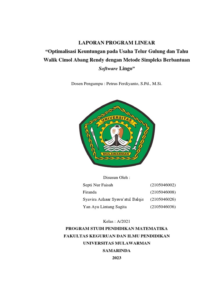 Makalah Laporan Program Linear | PDF | Komputer