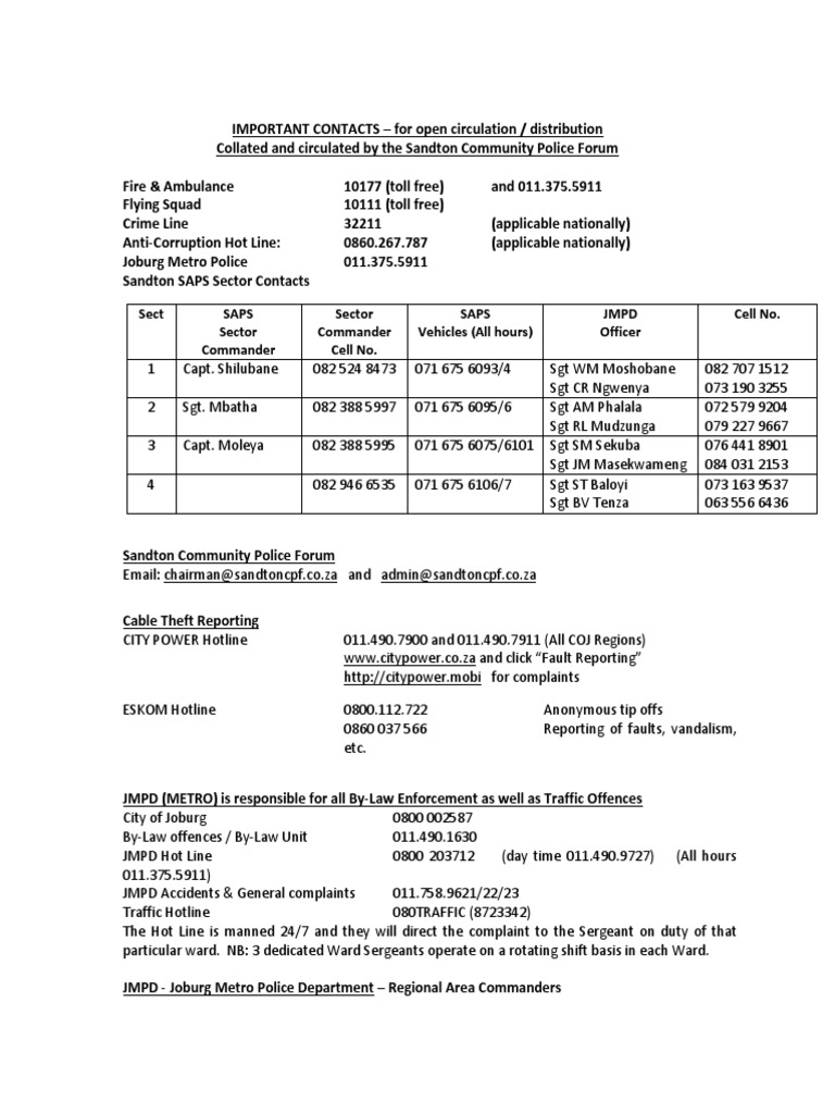 Important-Contact-Details-2 | PDF | Government