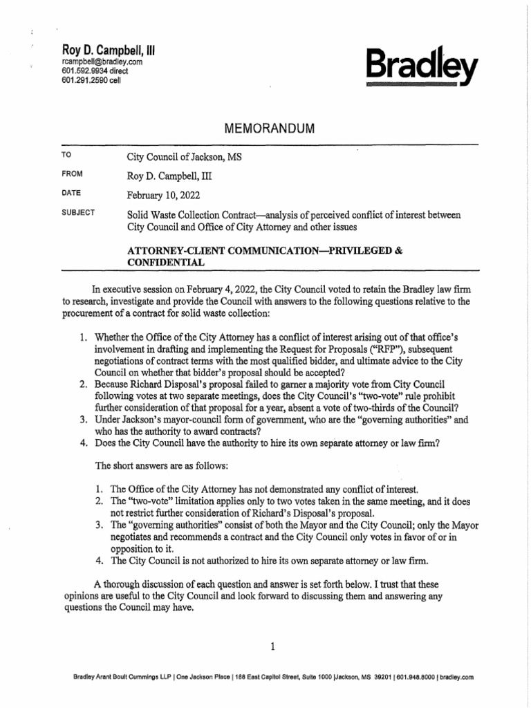 Trash RFP Memo | PDF | Justice | Crime & Violence