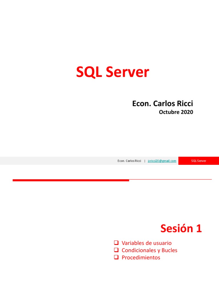 Fundamentos de SQL Server: Variables y Bucles | PDF