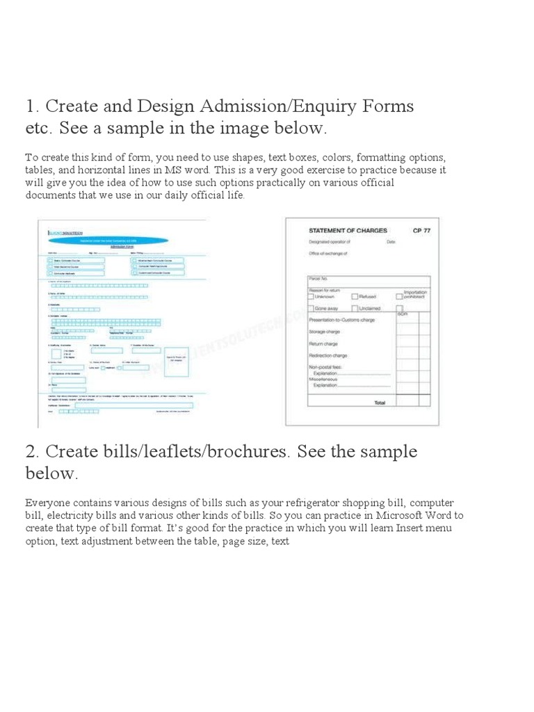 Ms Word Activity | PDF | Microsoft Word | Page Layout