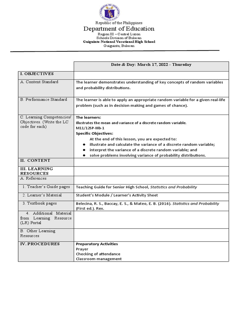 Dll Stat And Prob Week 5 Pdf Variance Standard Deviation