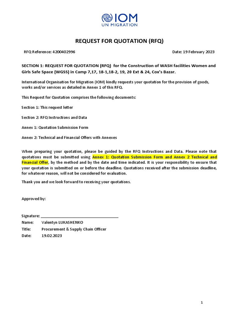 Request For Quotation (RFQ) | PDF | Justice | Crime & Violence