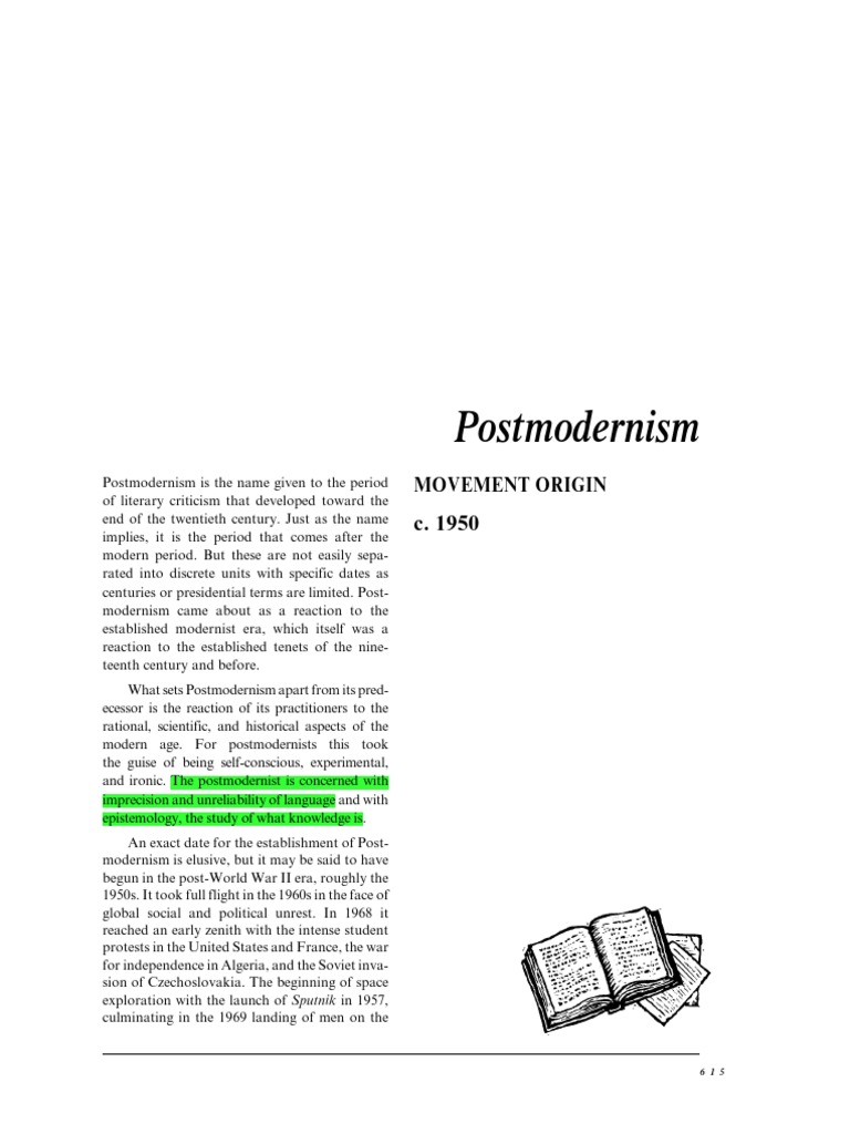 Postmodernism: Movement Origin C. 1950 | PDF | Deconstruction | Postmodernism