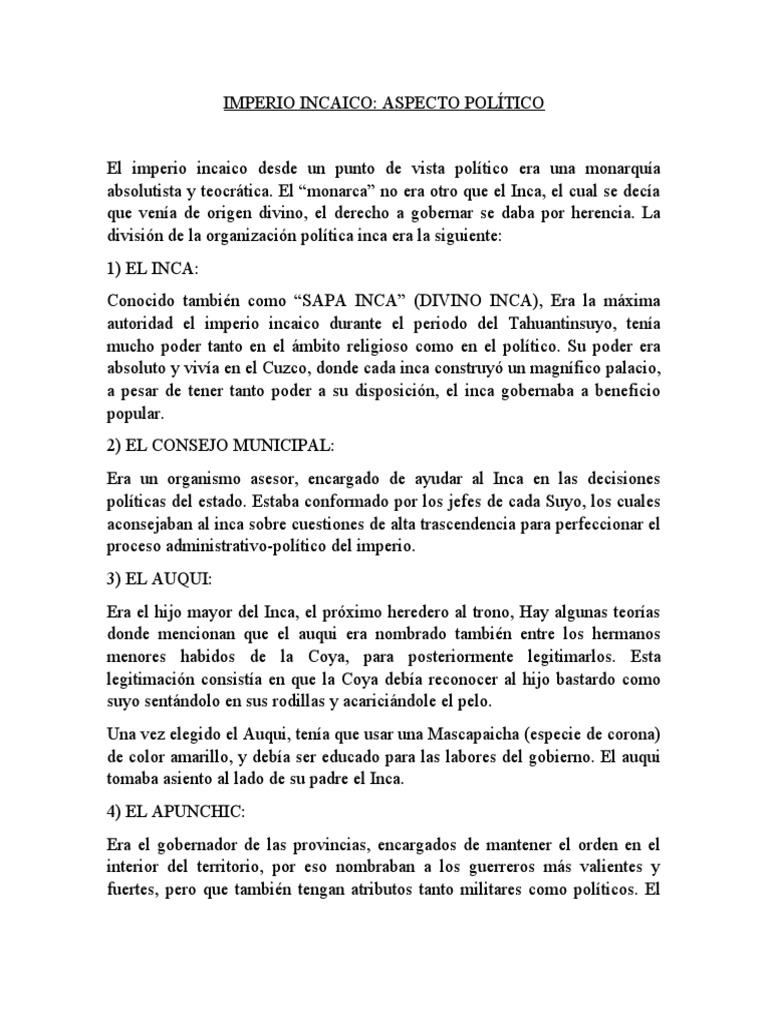 Imperio Incaico | PDF | Imperio Inca