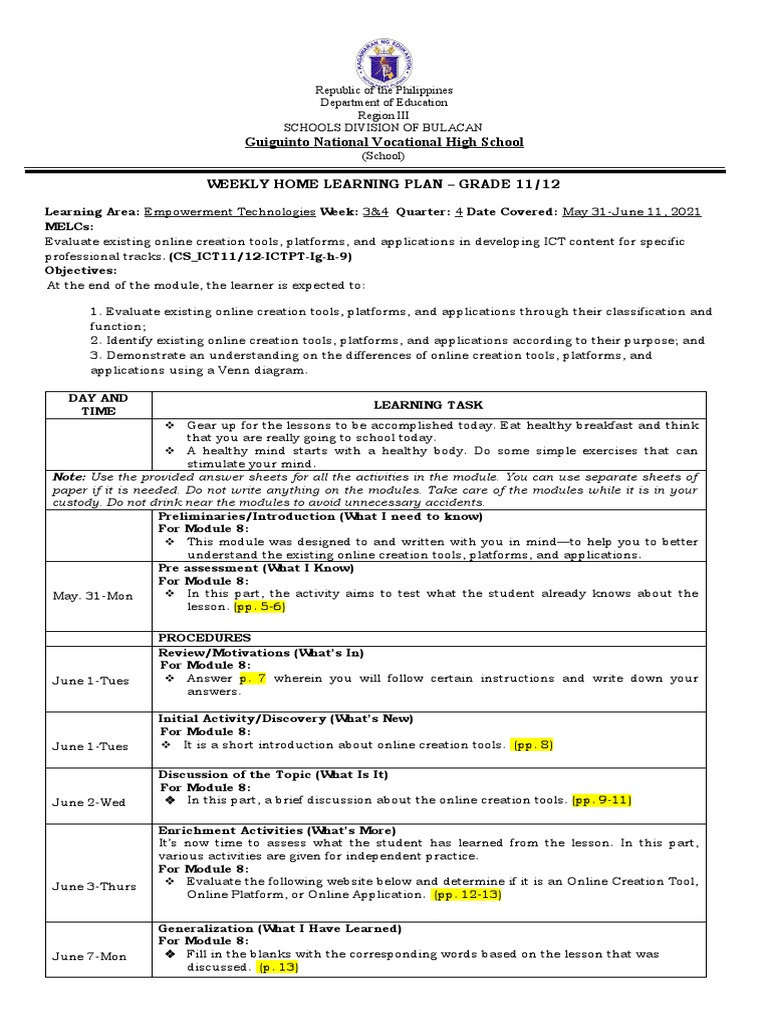 WHLP-EmTech-Quarter 4-Week 3&4 | Download Free PDF | Learning ...