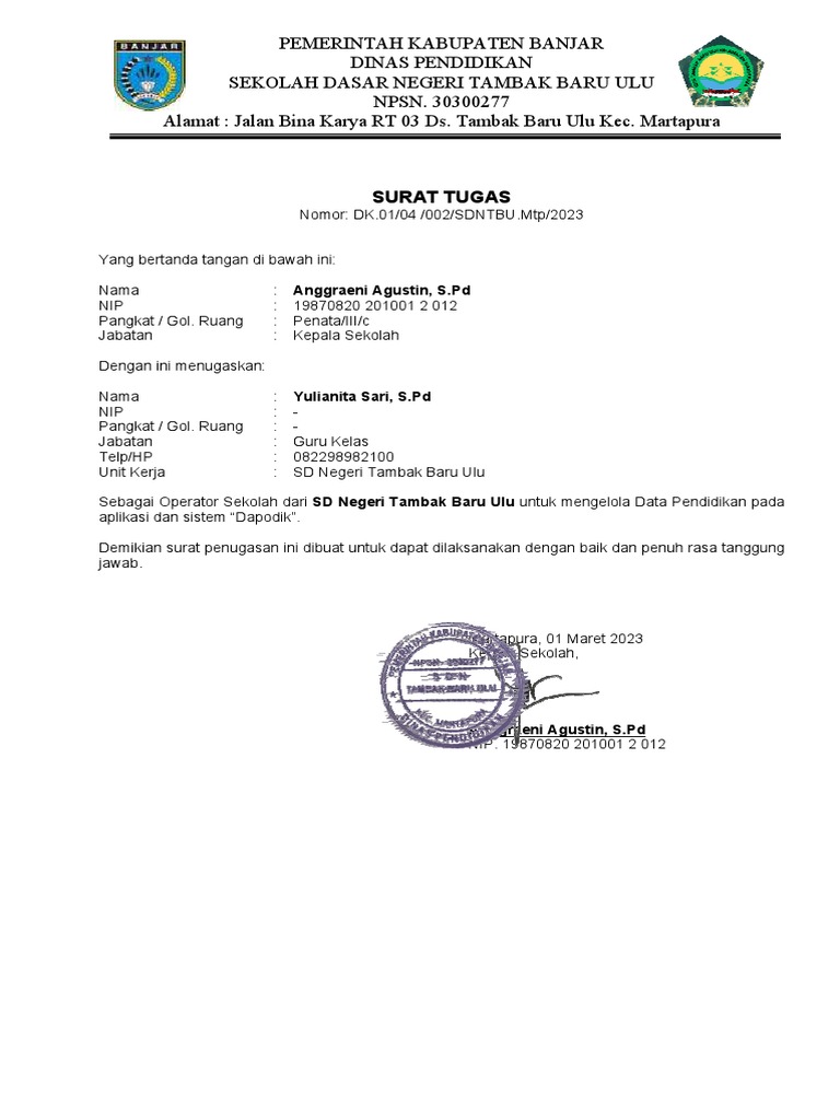 SK Penugasan Ops Tbu | PDF