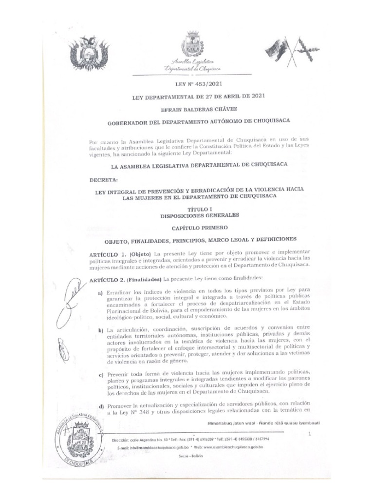 Ley Deptal. No 453 EyPVM | PDF