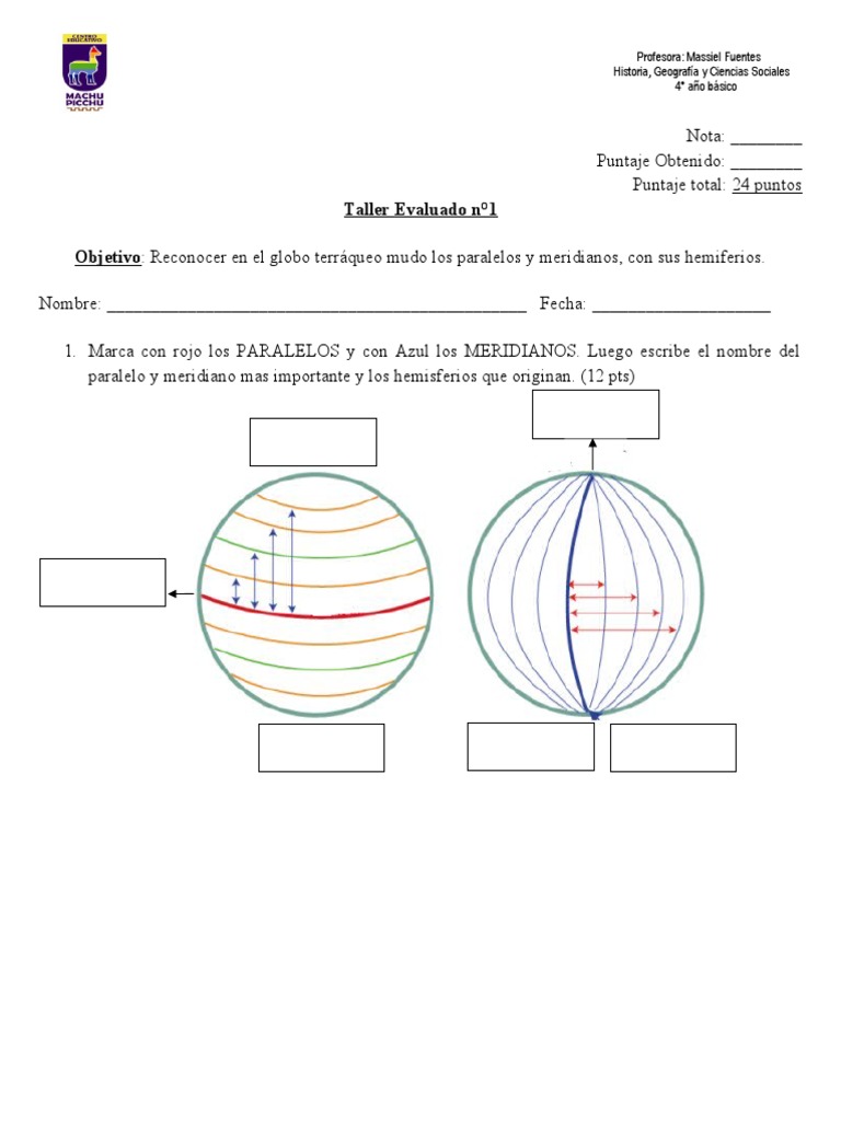 Actividades sobre Paralelos y Meridianos | PDF