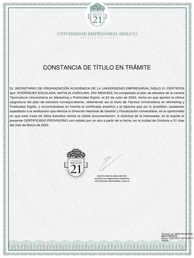 Constancia de Título en Trámite | PDF