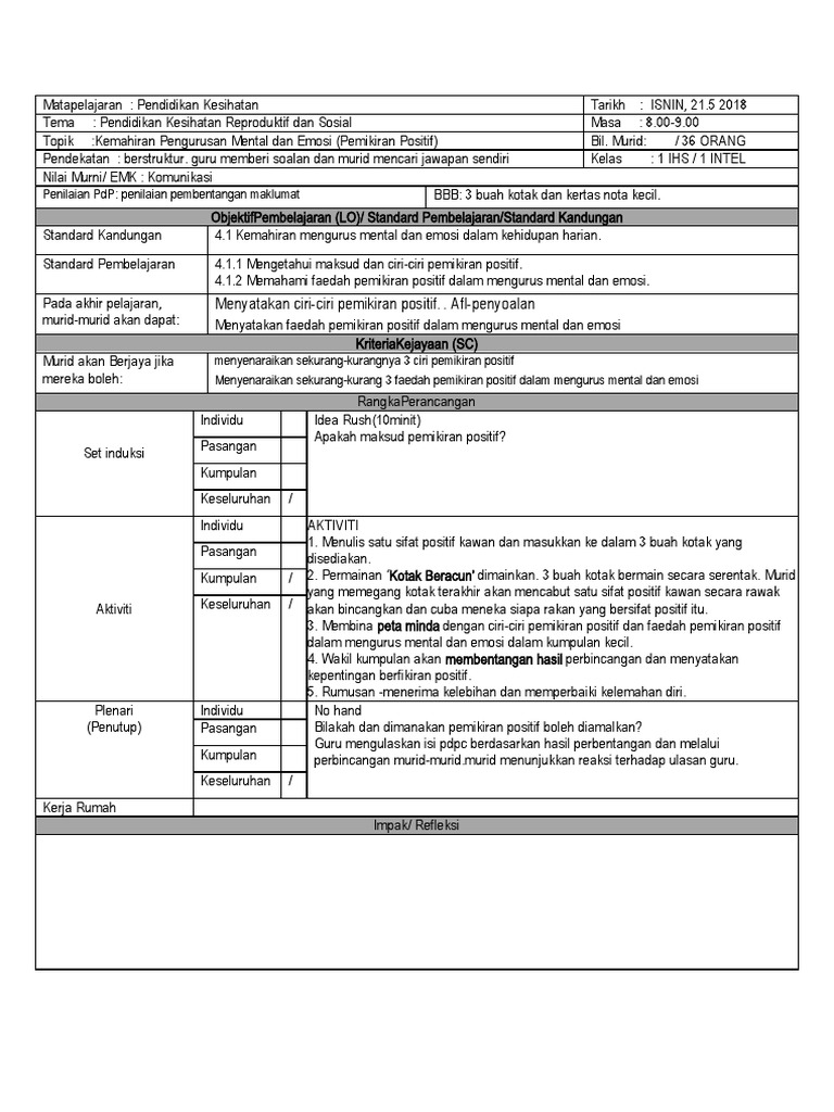 08 Pk Unit 1 4 0 Pemikiran Positif Pdf