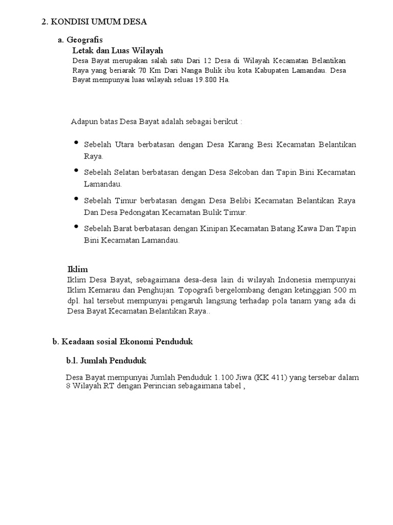 Gambaran Umum Desa | PDF