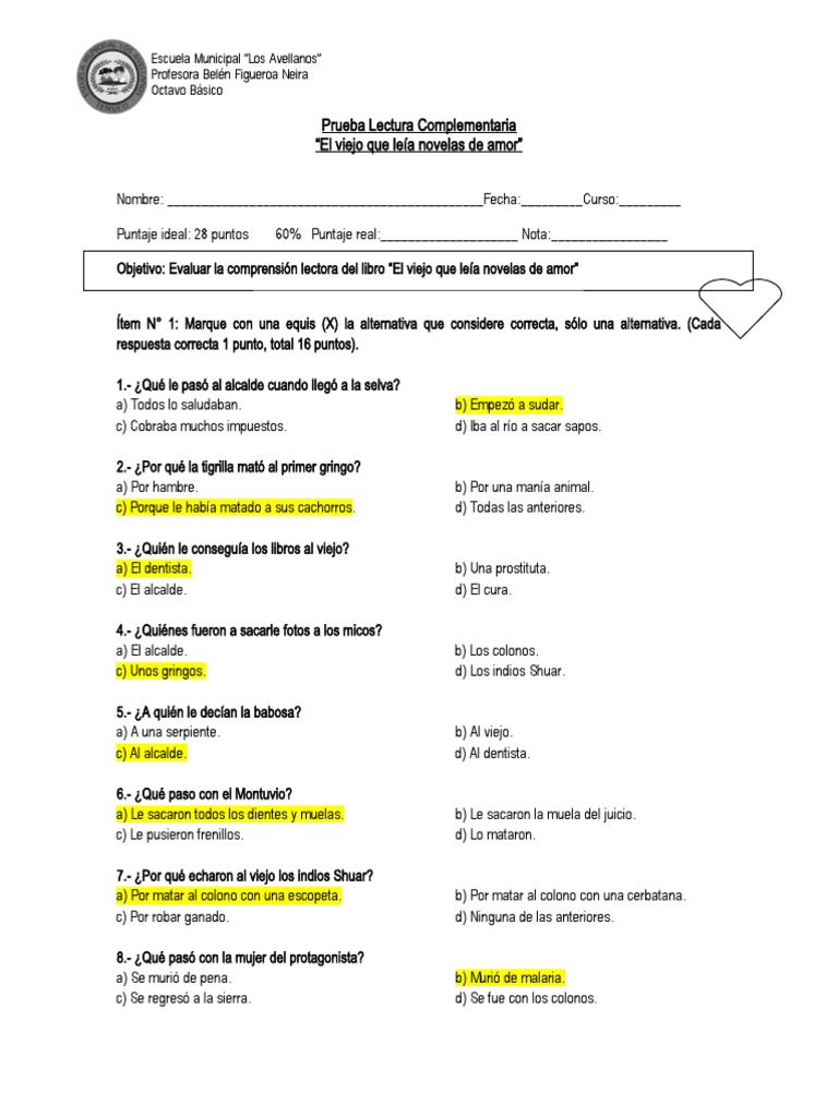 Dokumen - Tips - Prueba El Viejo Que Leia Novelas de Amor | PDF