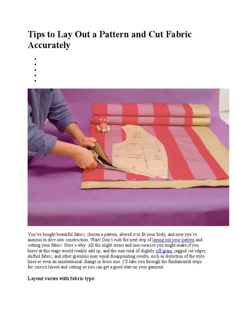 Tips To Lay Out A Pattern and Cut Fabric Accurately | PDF | Sewing ...