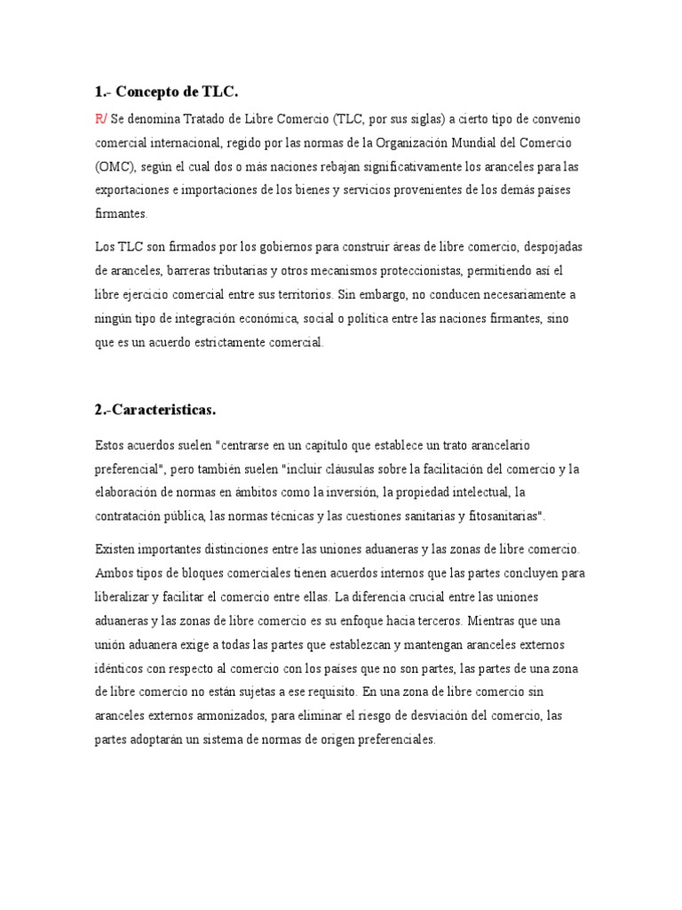 1.-Concepto de TLC | PDF | Economias | Relaciones Internacionales