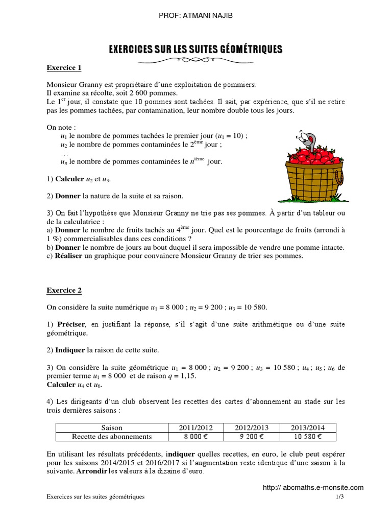 Exercices sur les suites géométriques | PDF