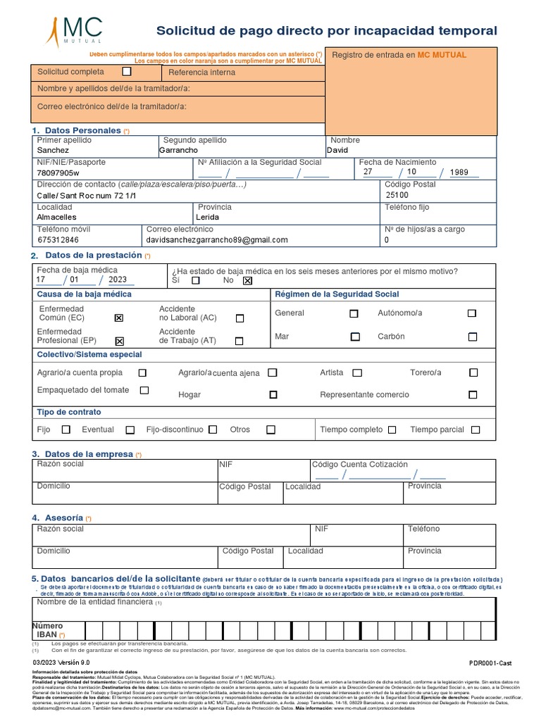 Solicitud de Pago Directo MC Mutual | PDF | Privacidad de la ...