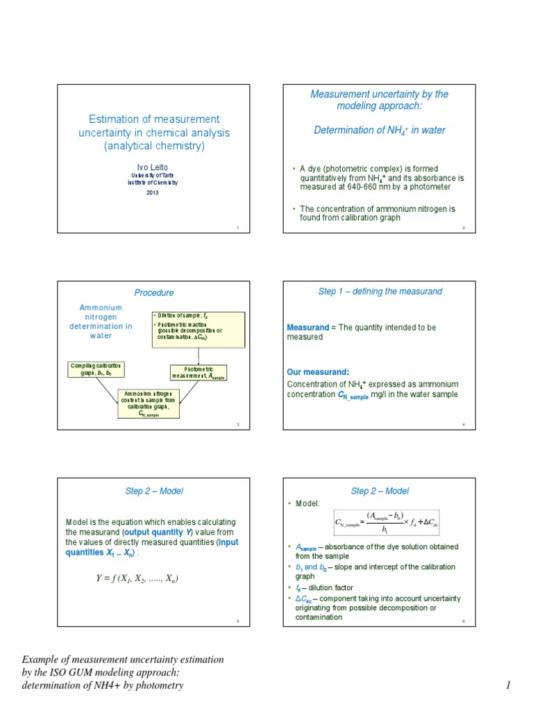 Uncertainty of Photometric nh4 Determination Iso Gum Modeling | PDF ...