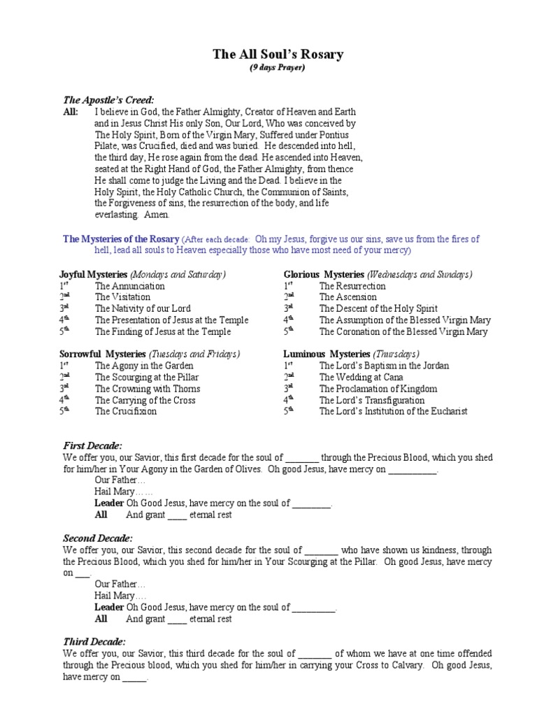 9 Days Prayer Novena 11 Font | PDF | Rosary | Jesus