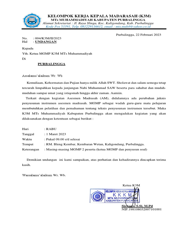 Surat Rapat Ketua MGMP 6 | PDF