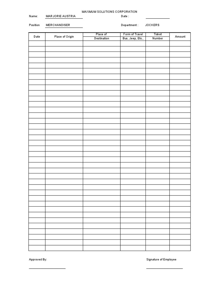 Employee Travel Ticket Approval Form | PDF | Finance & Money Management