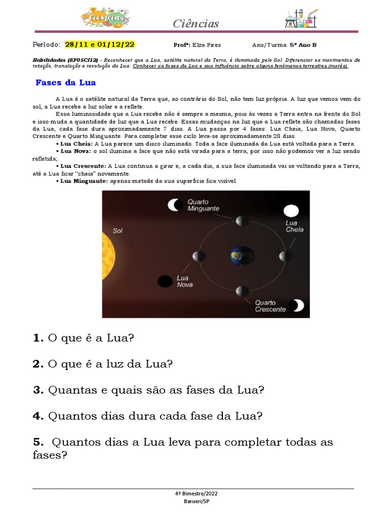 7 - Fases Da Lua | PDF | Lua | Terra