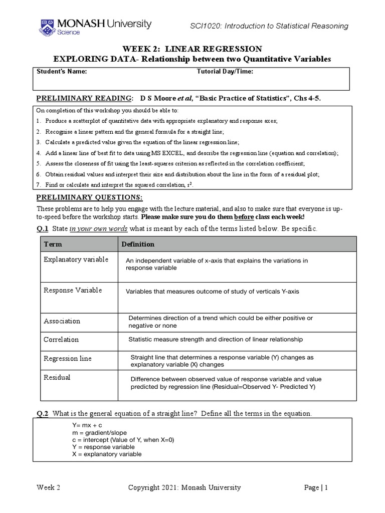 Week 2 - Linear Regression | PDF | Regression Analysis | Linear Regression Week 2 - Linear Regression | PDF | Regression Analysis | Linear Regression