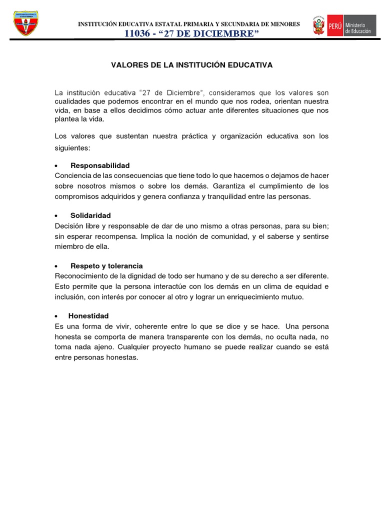 Tutoria 1 Valores | PDF | Salón de clases