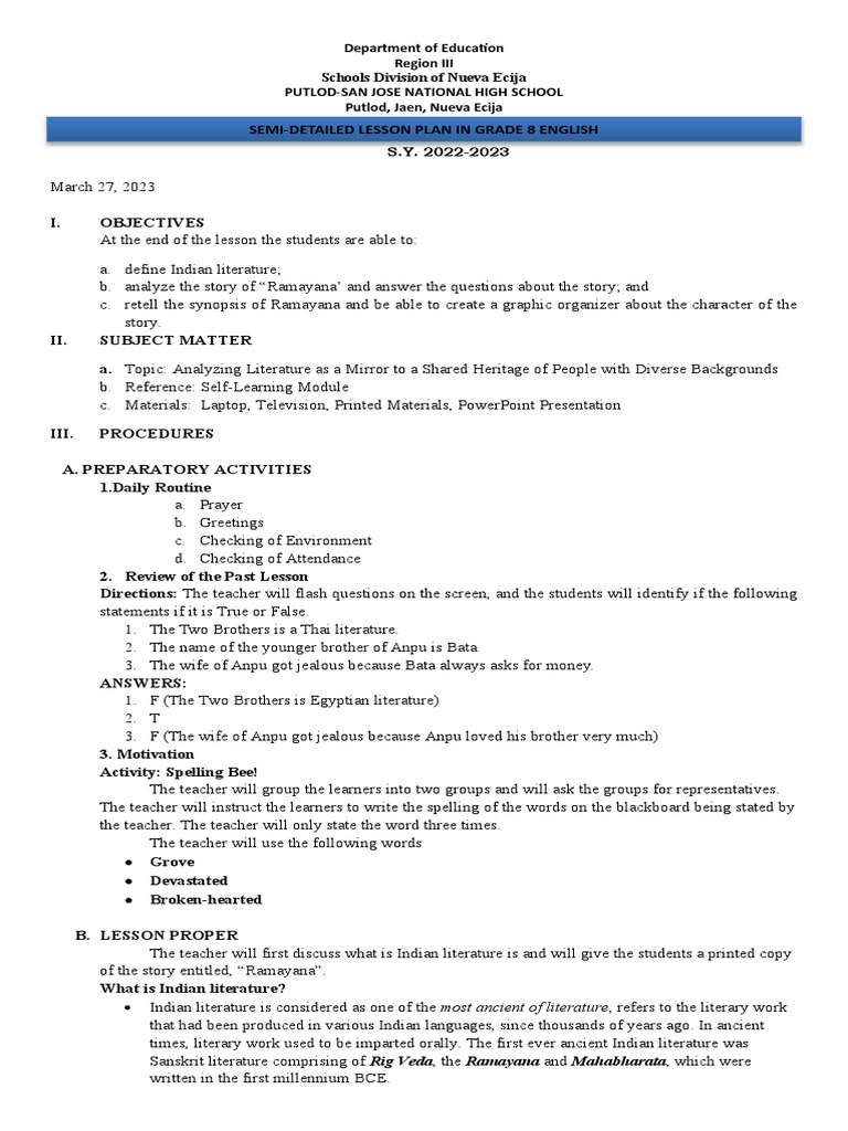 Monday (WEEK 7) - RAMAYANA | Download Free PDF | Sita | Rama