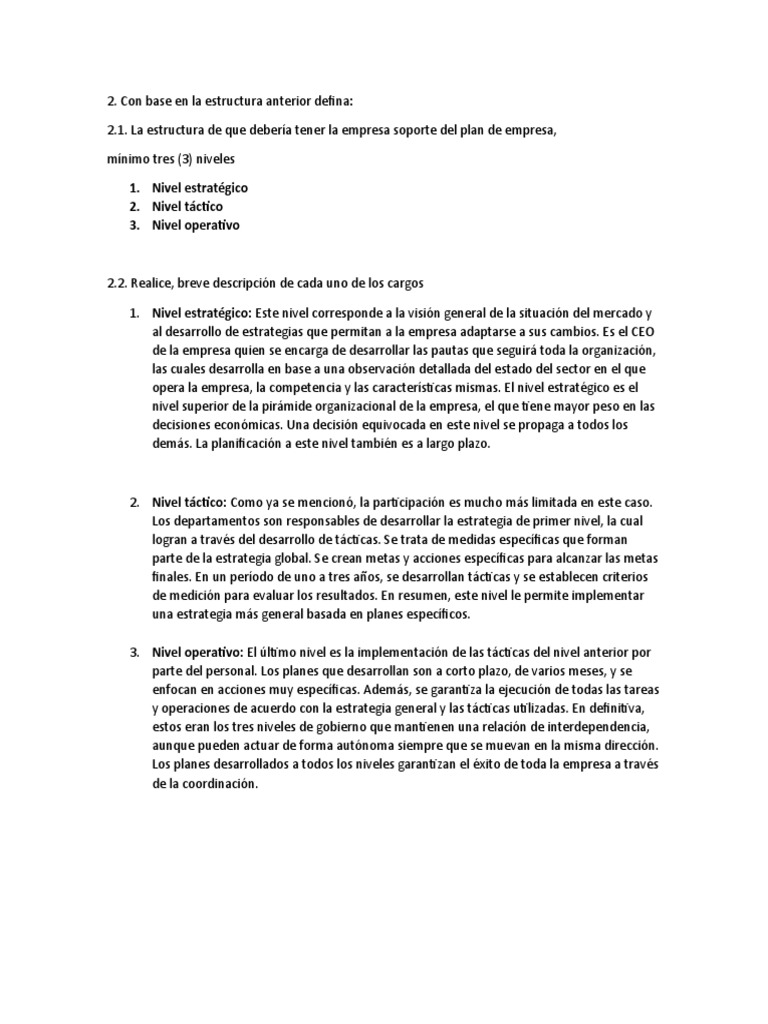 Nivel Estratégico 2. Nivel Táctico 3. Nivel Operativo | PDF | Auditoría ...